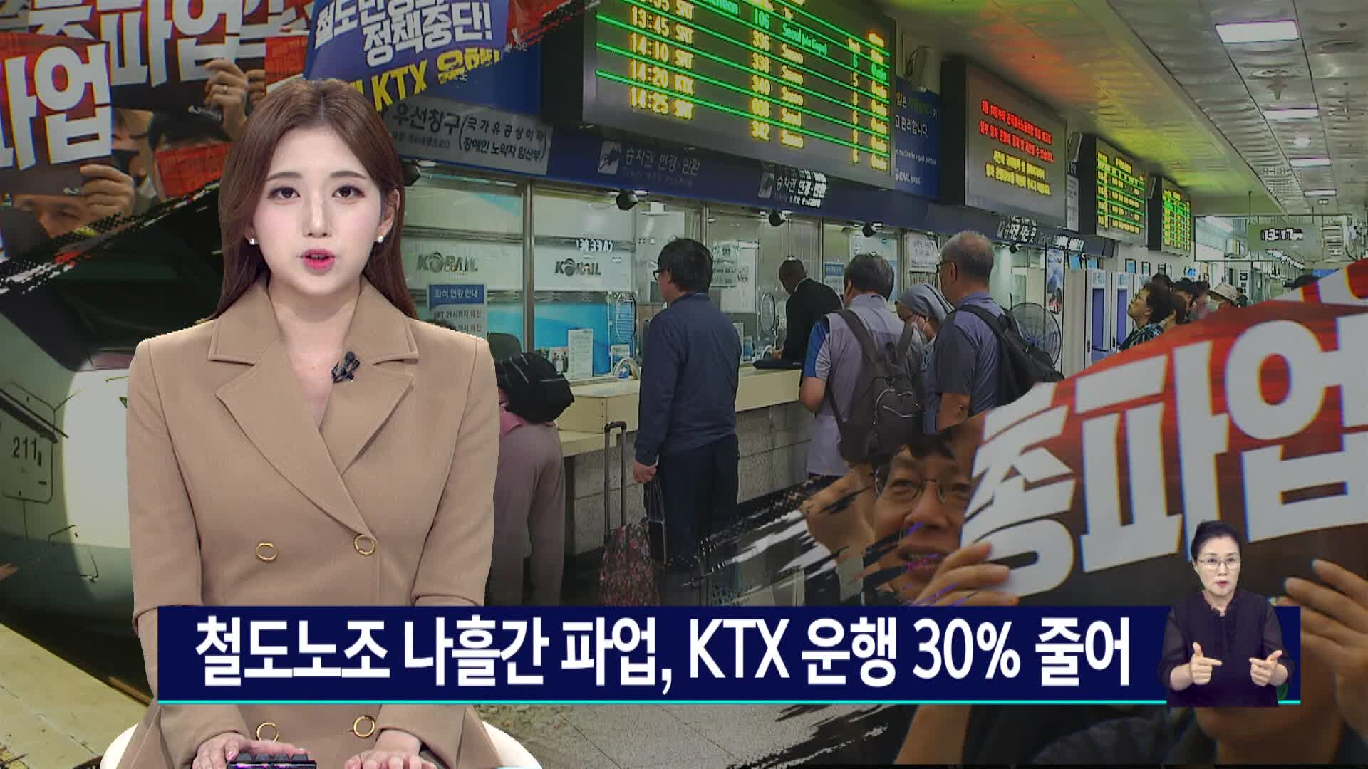 철도노조 나흘간 파업, KTX 운행 30% 줄어