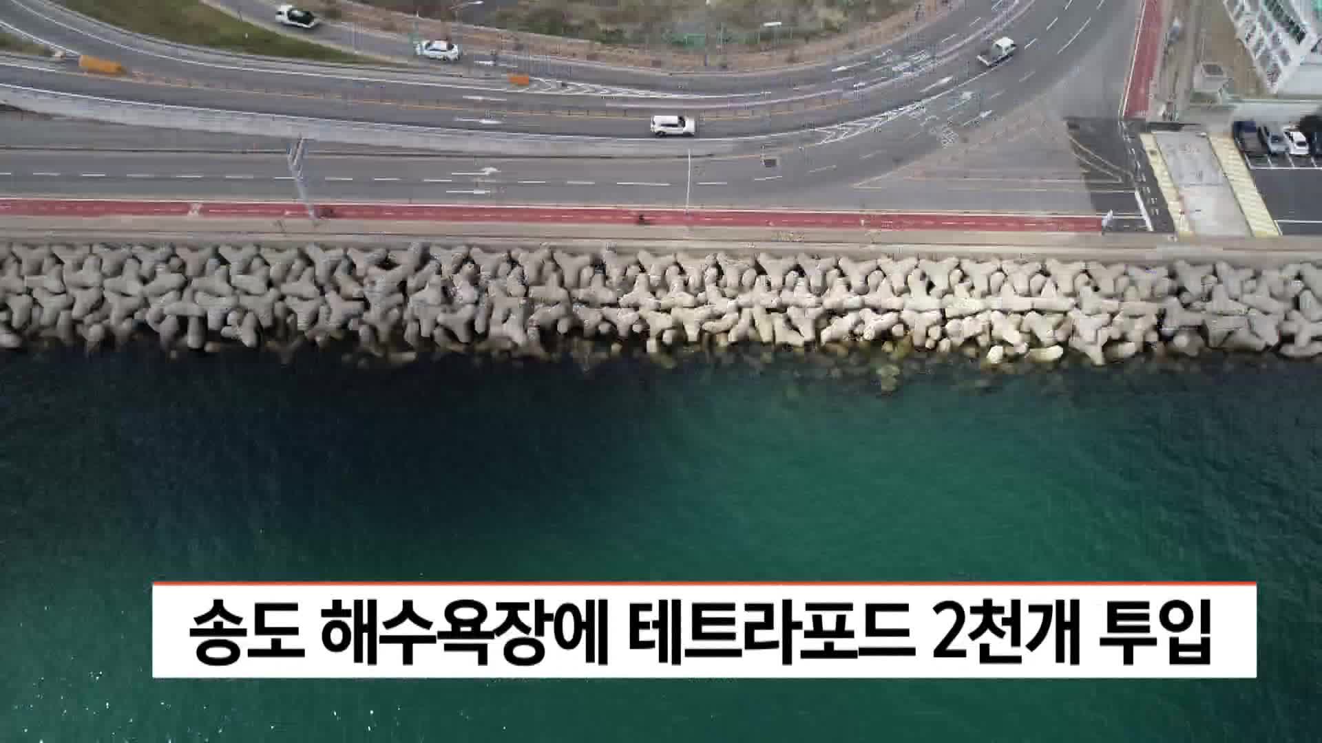 송도해수욕장에 테트라포트 2천개 투입