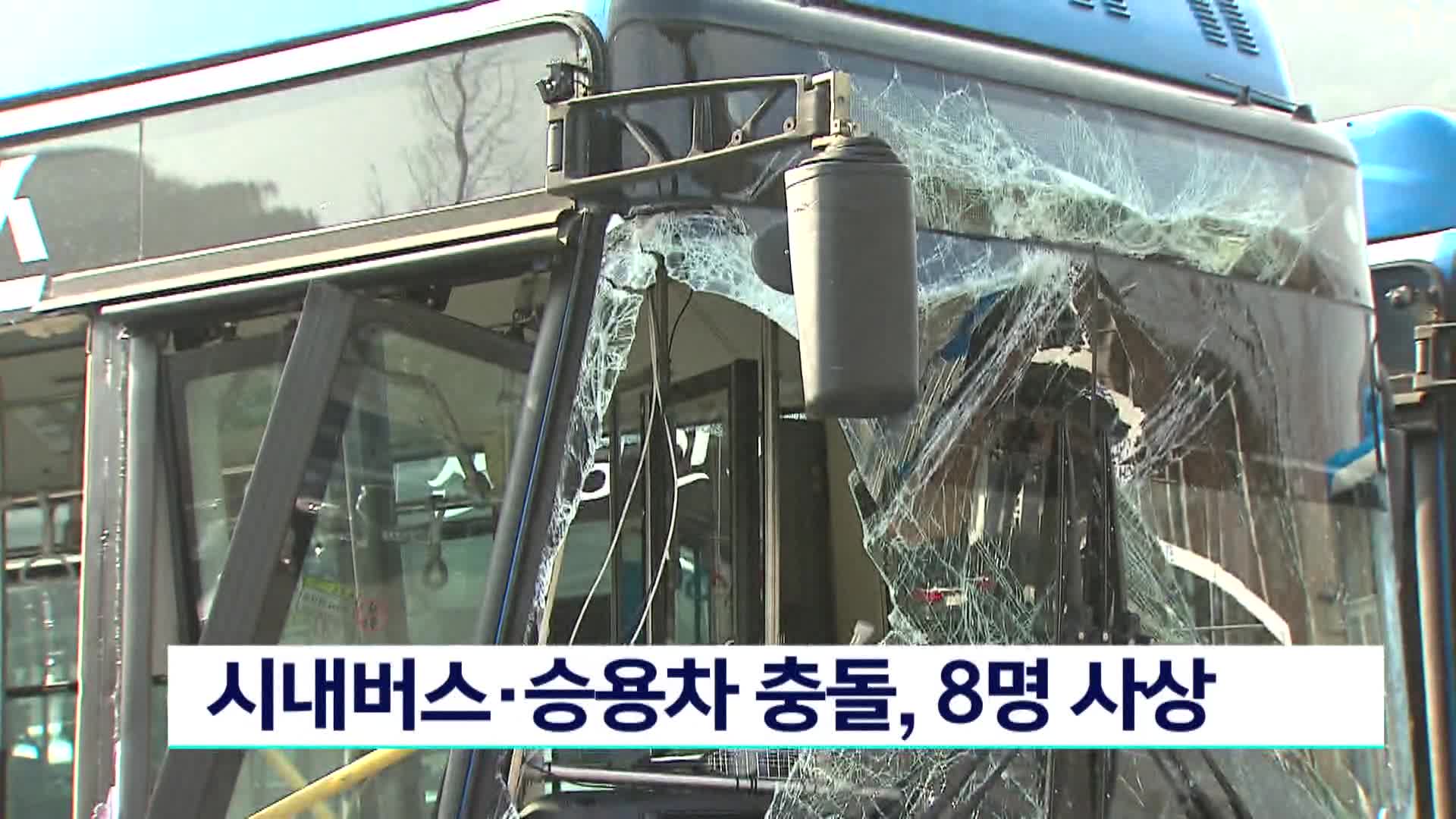 시내버스-승용차 충돌, 8명 사상