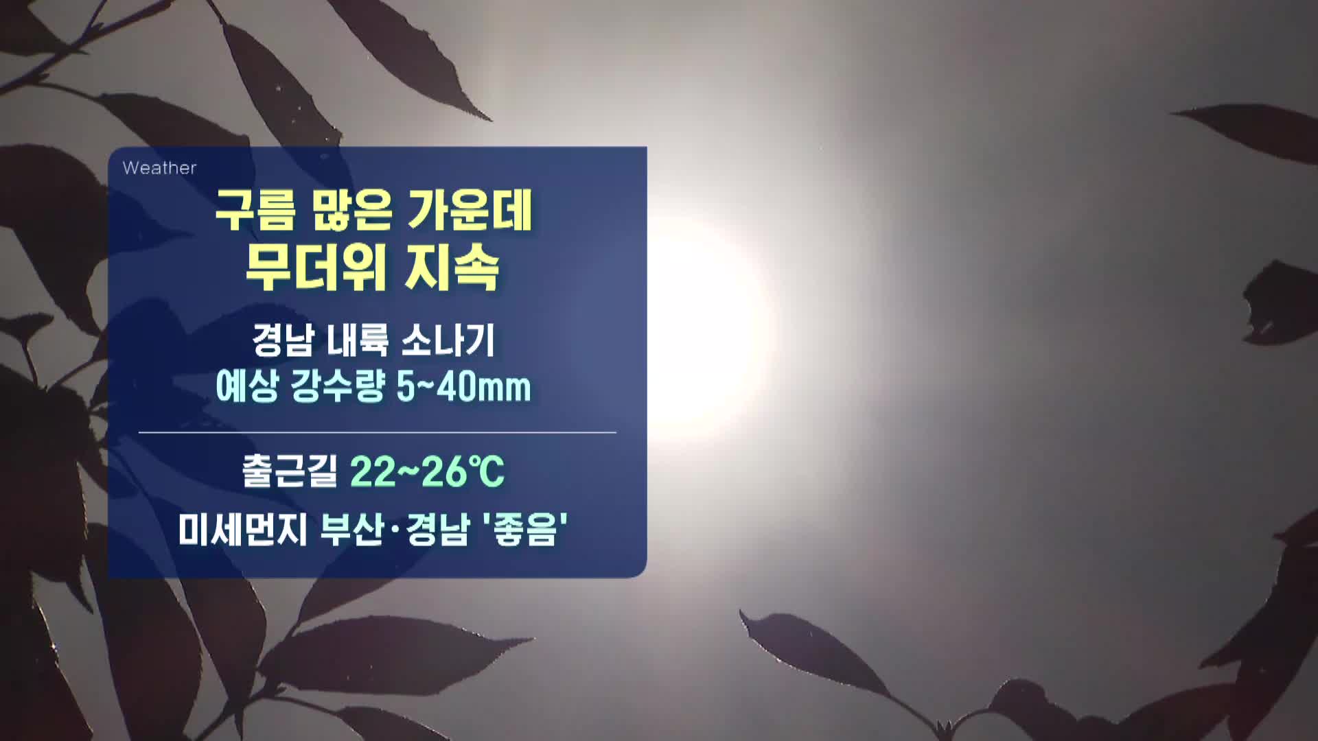 부산경남 무더위 이어져... 곳곳 소나기